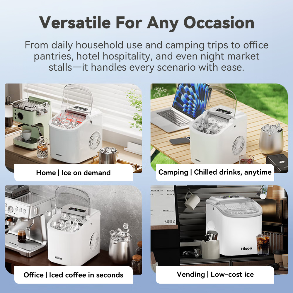 Hicon Automatic Ice Maker Machine with UV Sterilization Fast Portable ...