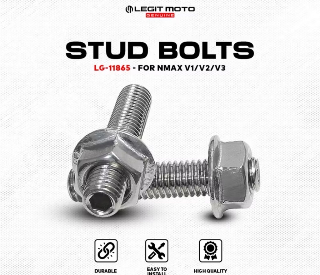 LEGITMOTO NMAX V1/V2/V3 STUD BOLTS STAINLESS 8MM THREAD L-11865 EXHAUST ...