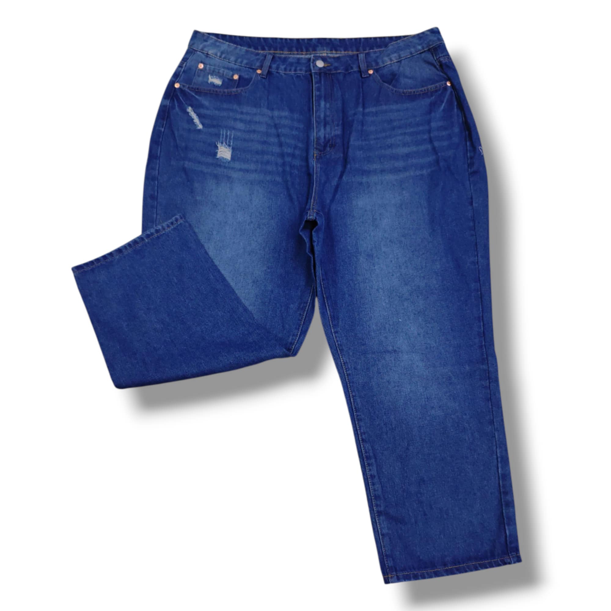 Plus Size High Waist Non-Stretchable With Minimal Tattered Denim Jeans ...