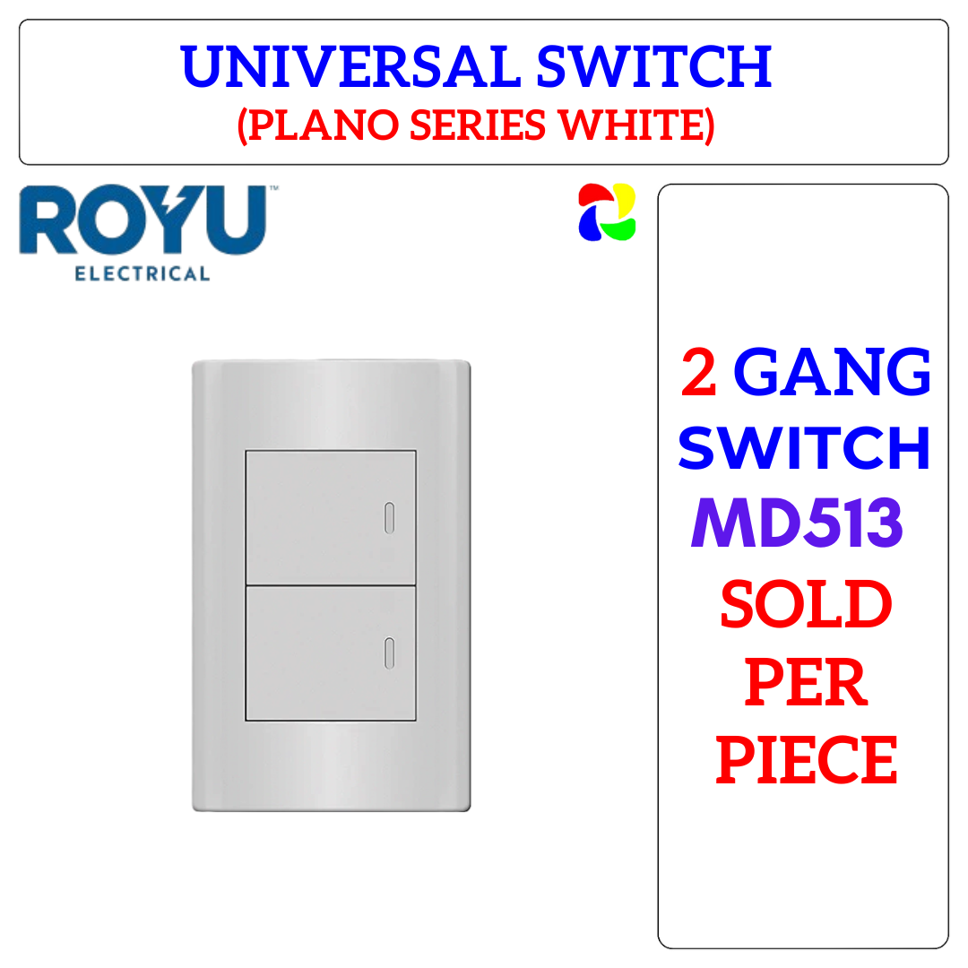 Royu Plano Series (White) Two (2) Gang Switch (MD513) 250V, 16A ...