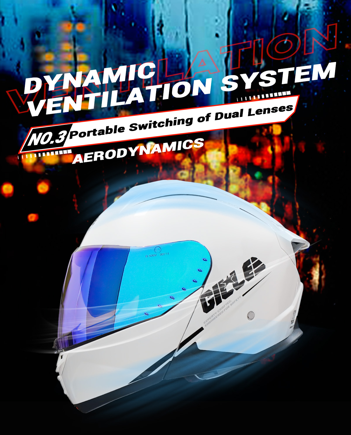 【GILLE】 833 Inizio Helmet Full Face Modular Dual Visor Revo Motorcycle ...