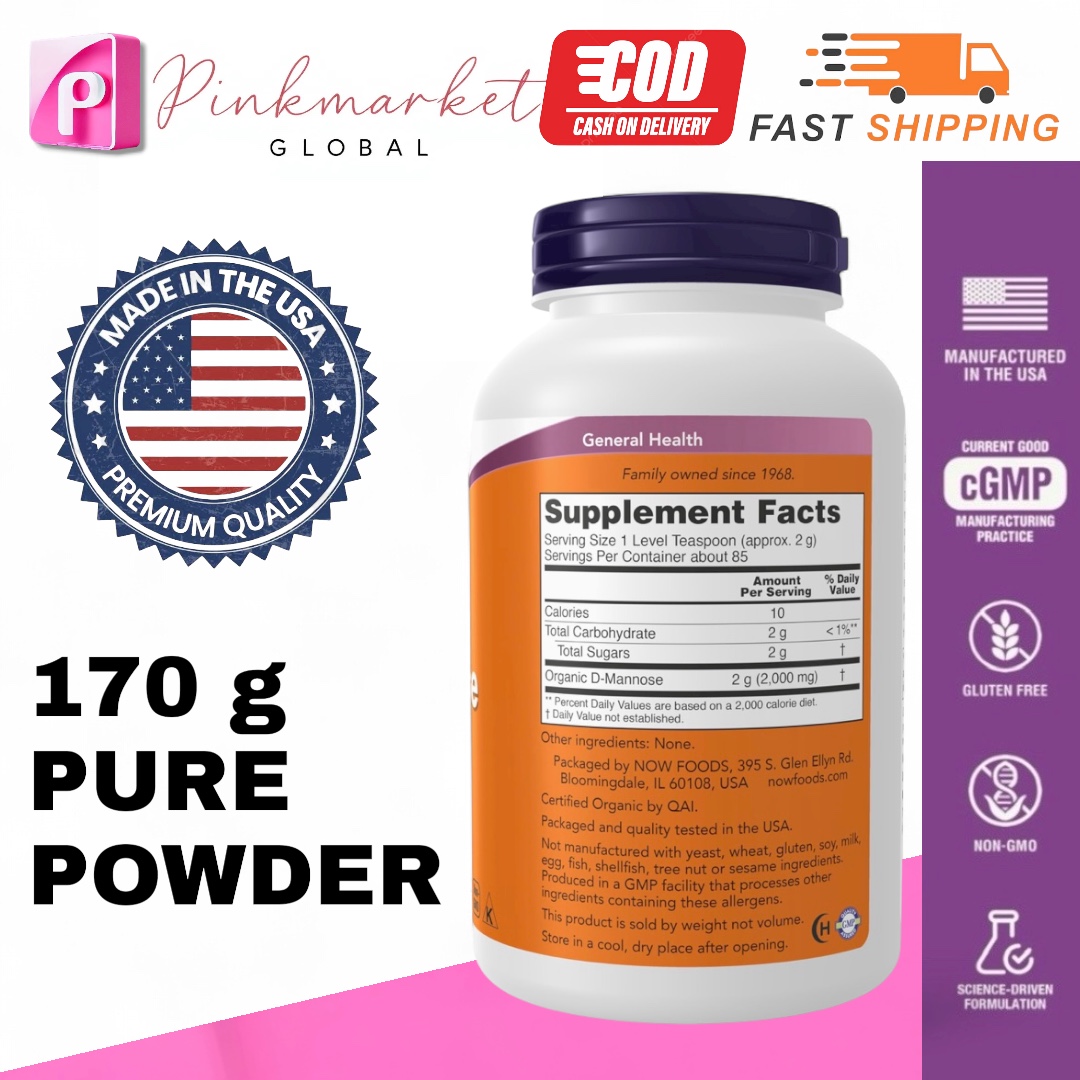 Now, D-Mannose Pure Powder 2000 mg OR 500 mg, Non-GMO Project Verified ...