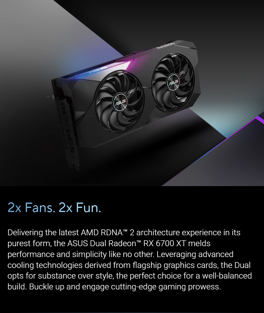 Asus Dual Radeon RX 6700 XT OC Edition 12GB GDDR6 192bit Video Card ...
