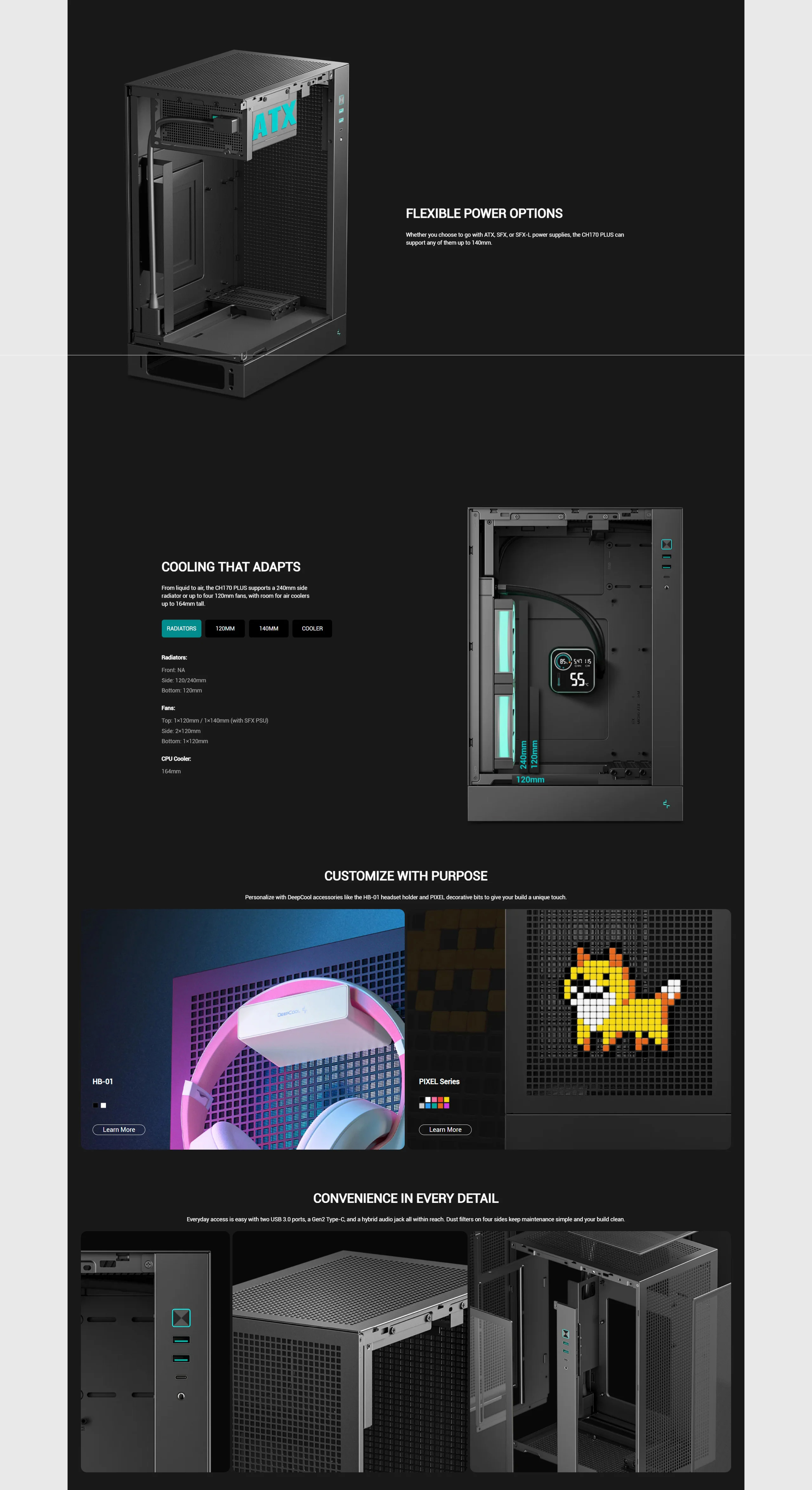 DeepCool CH170 Plus Vertical Micro ATX /Mini-ITX Compact PC Case ...