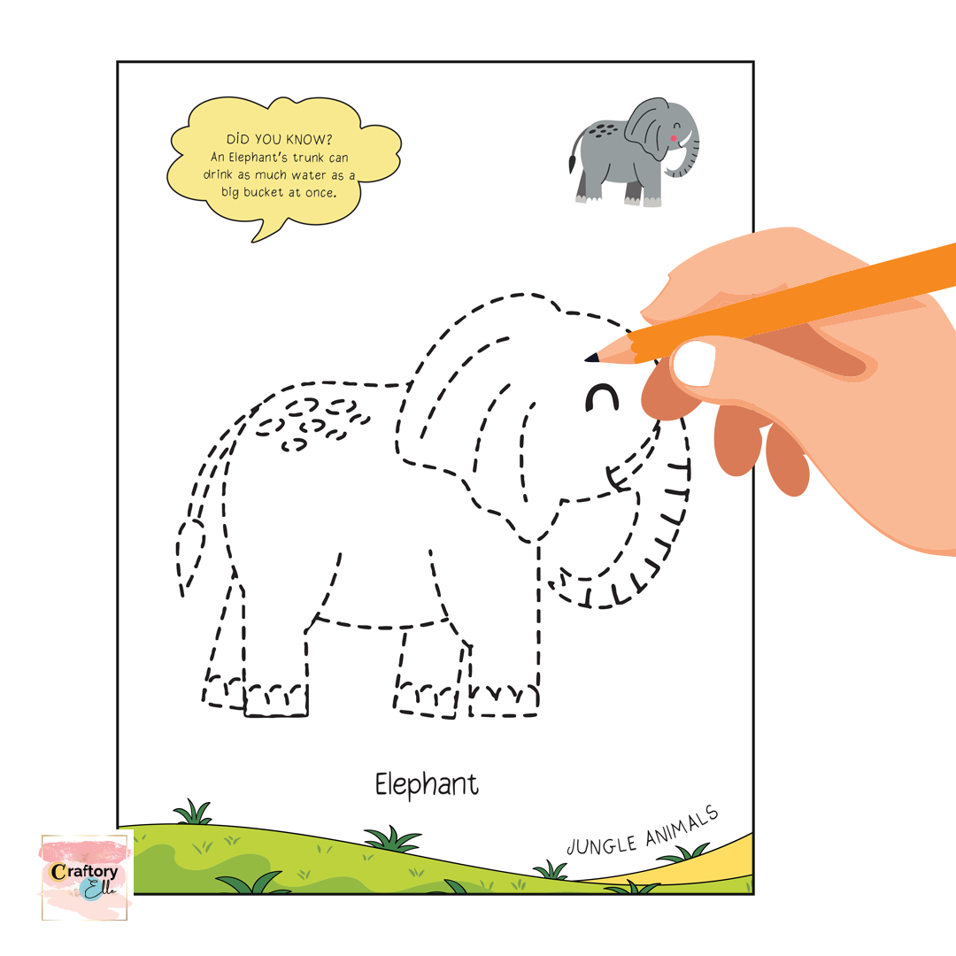 CraftoryElle TRACE TREK : JUNGLE ANIMALS Kids Tracing Book Tracing Pad ...
