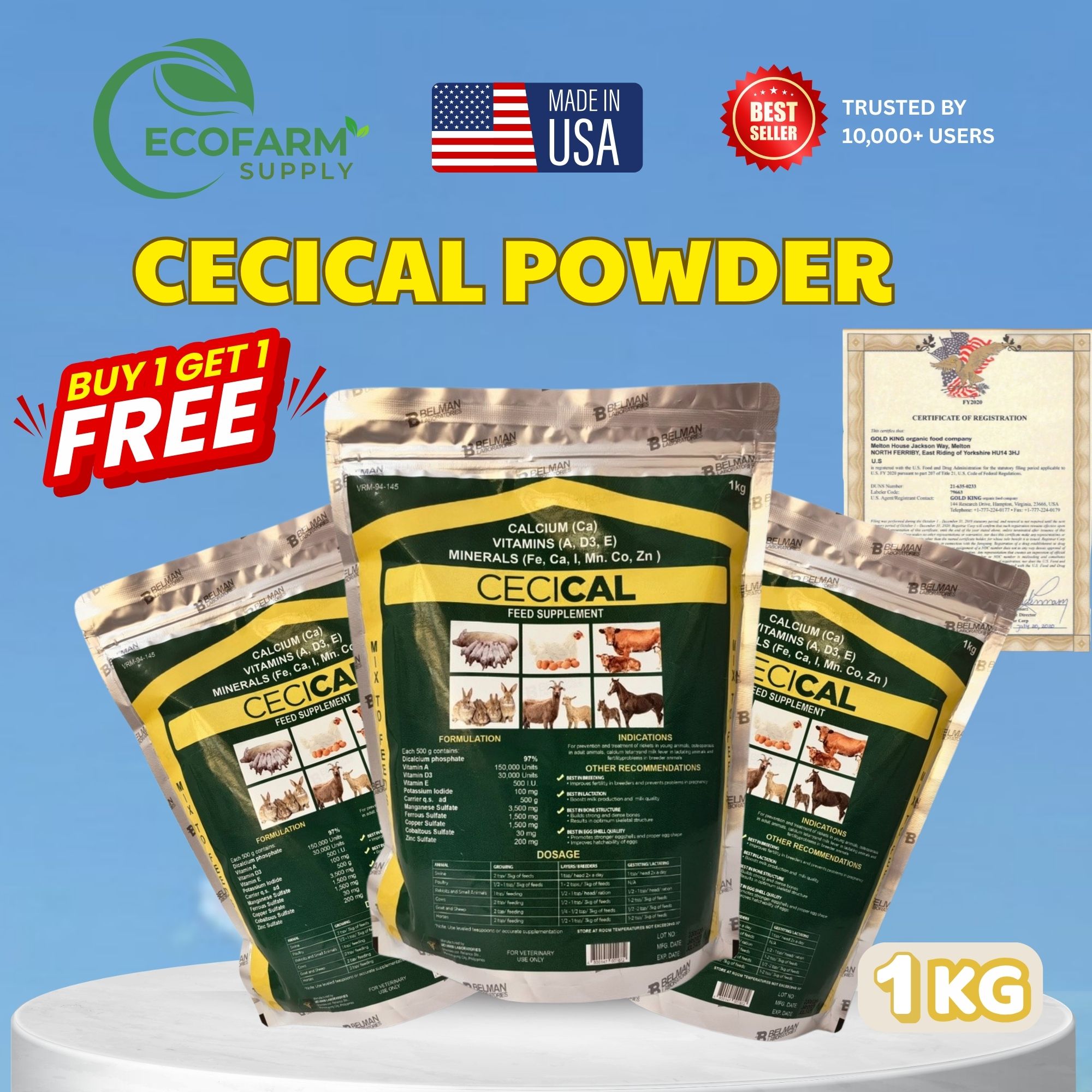 Cecical Powder for Livestock 1kg – Boost Fertility, Milk & Bone Health ...