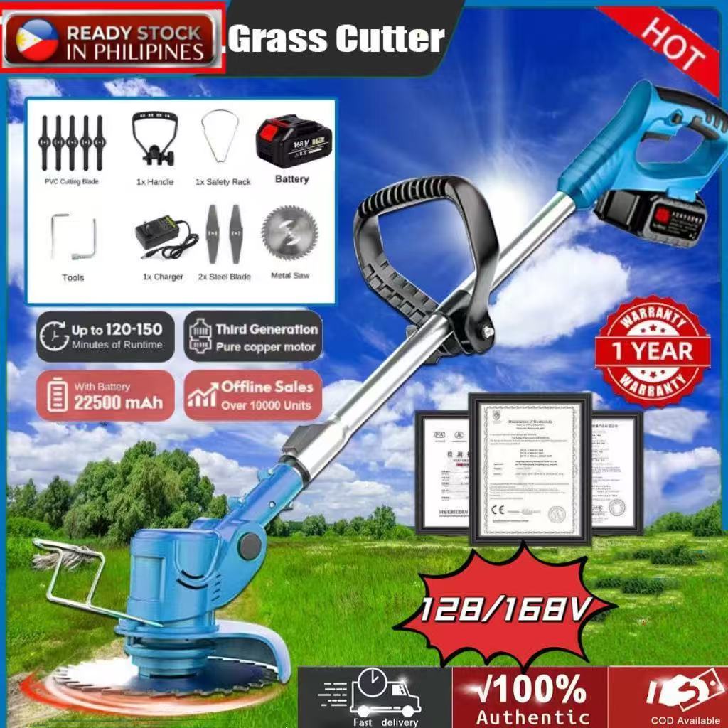 {Warranty}Grass Cutter 168V Portable Electric Cordless Lawn Mower ...