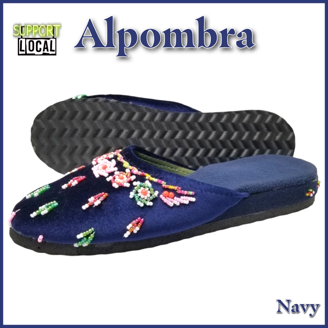 Alpombra Ladies 'Close-Toe' lightweight velvet beaded indoor/outdoor ...