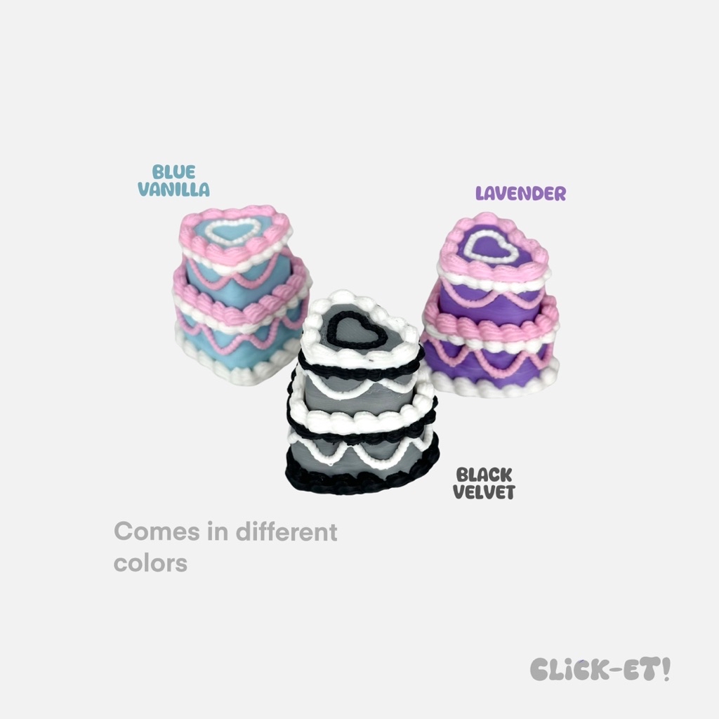 CLICK-ET! Heart Cake Clicker Keychain Slycelab 3DPrinted Cute Kawaii ...