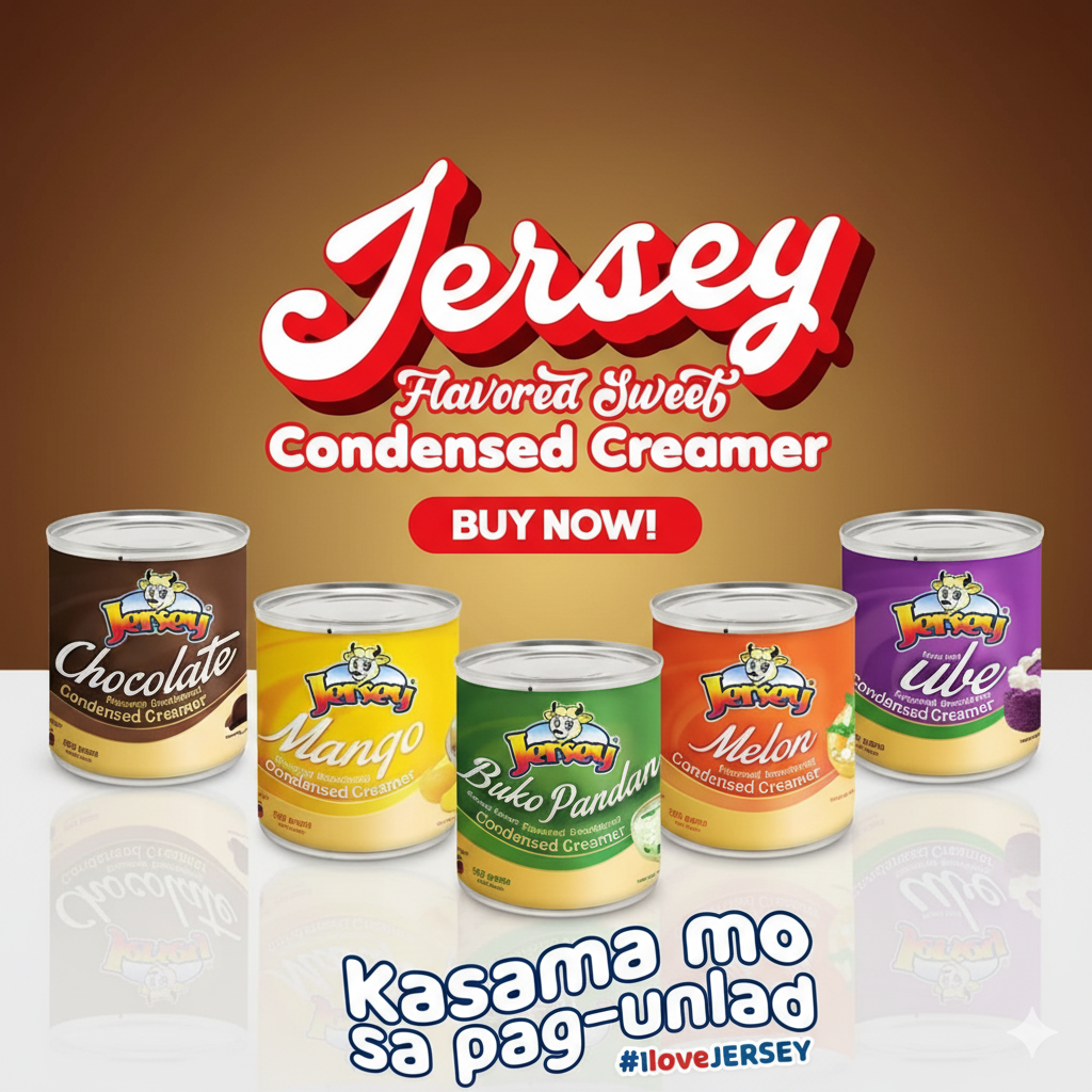 JERSEY Flavored Condensed Creamers 390g – Mango, Chocolate, Ube, Melon ...
