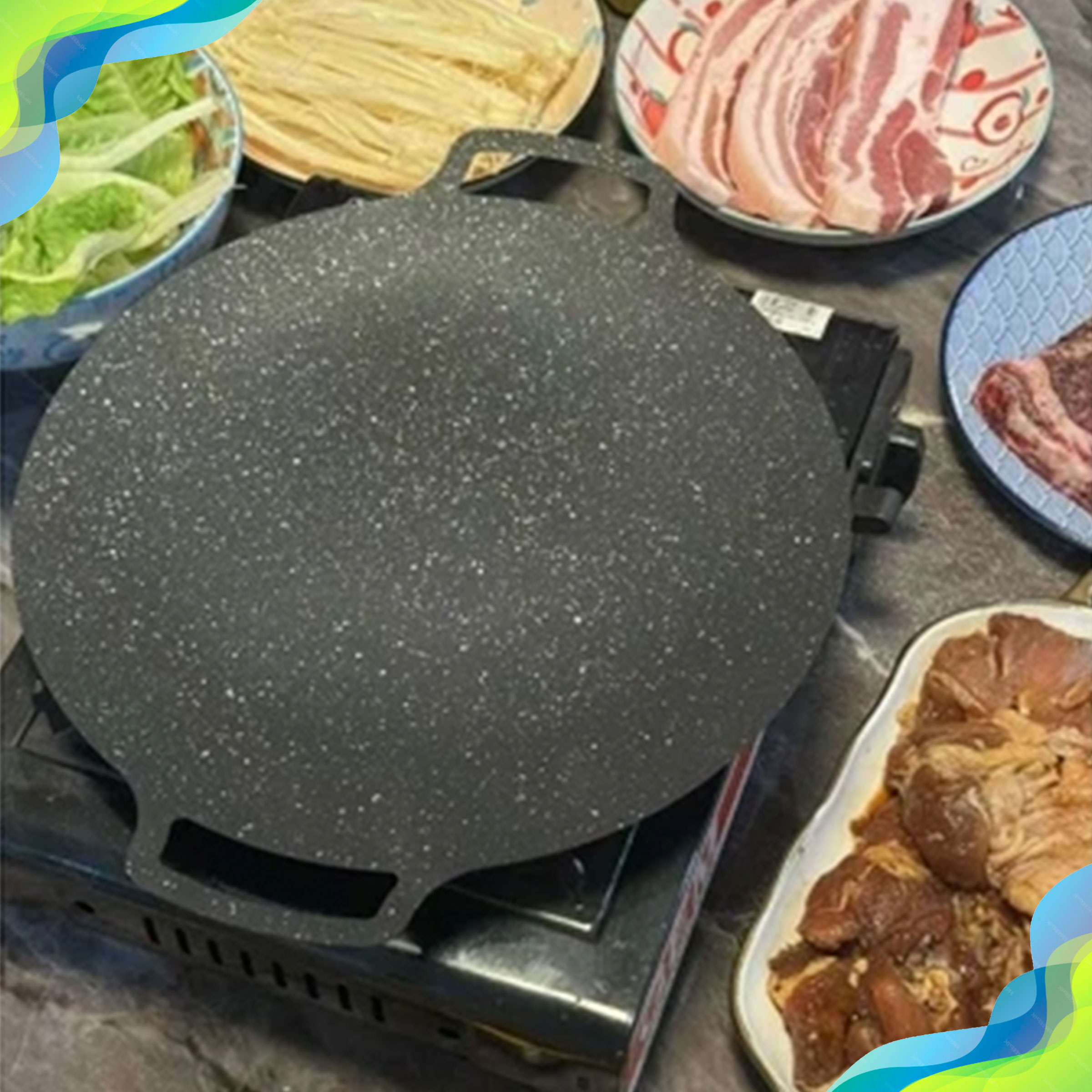 Korean BBQ Grill Pan - 34cm/36cm/38cm Black - Versatile Cooking samgyup ...