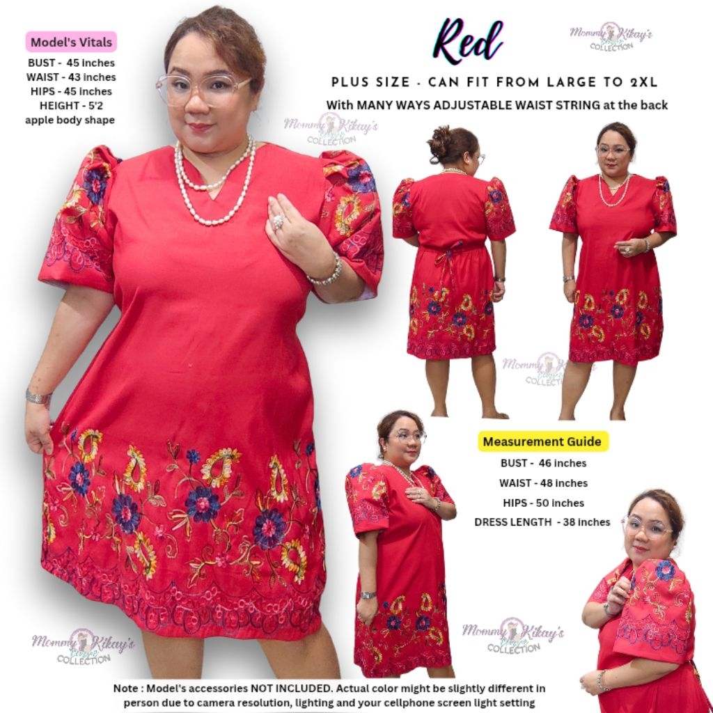 Mommy Kikay’s Plus Size V-NECK Modern Filipiniana Midi Dress ...