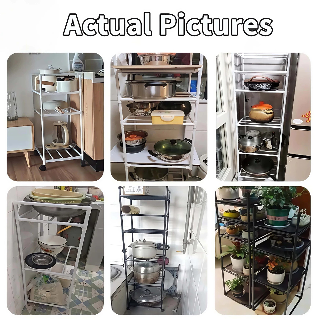 Black/White Kitchen Rack Organizer Microwave Shelf Multi-Layer Kitchen ...