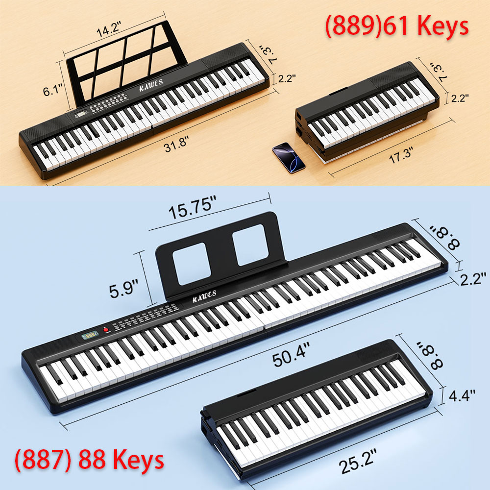 KAWES Foldable 61/88 Keys Piano Electronic Piano Keyboard Touch ...