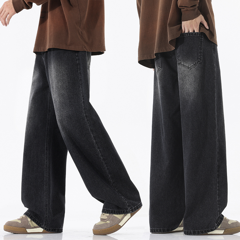 Baggy jeans for men Retro pants denim Men long baggy jeans Korean style ...