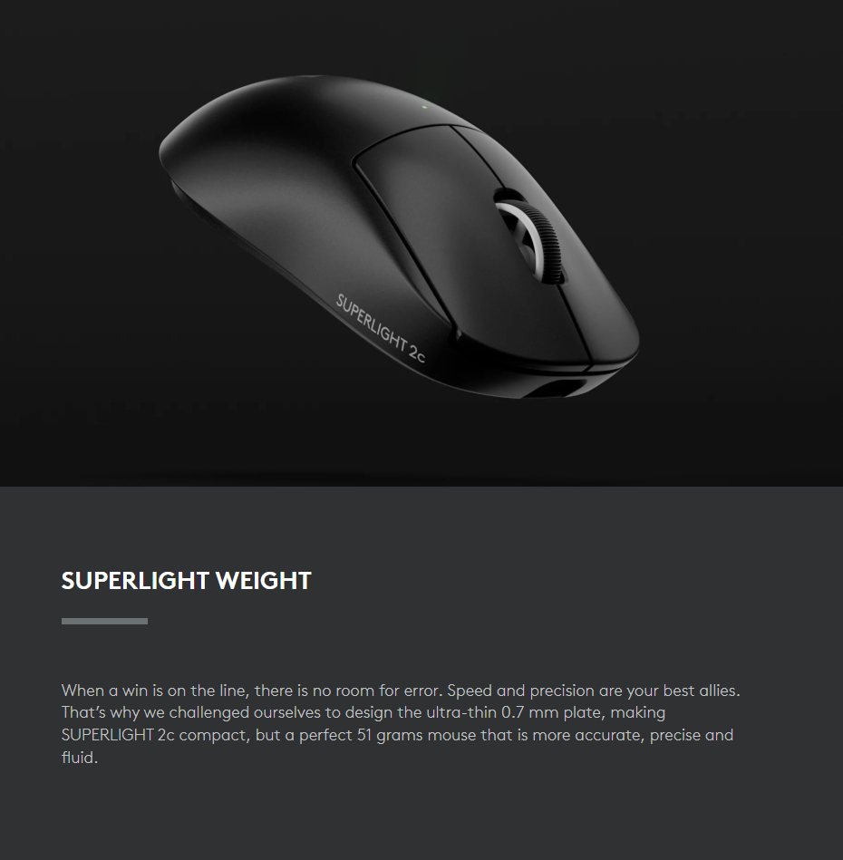 Logitech Gaming Mouse Pro X Superlight 2c 44k DPI HERO 2 Lightspeed ...