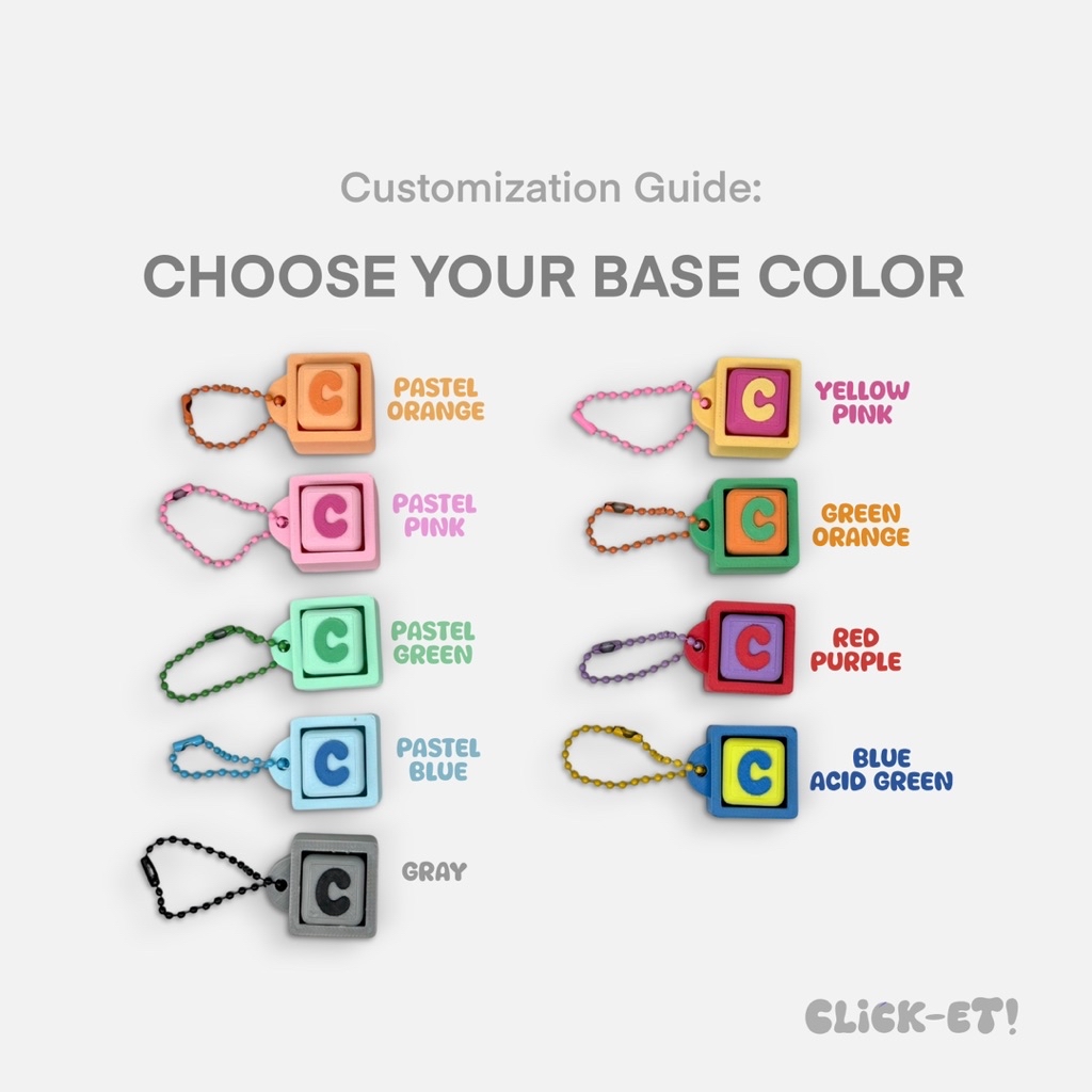 CLICK-ET! Custom Name Clicker Keychain Slycelab 3D Printed Personalized ...
