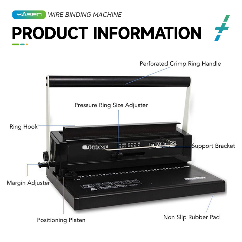 Officom Heavy Duty Wire Binding Machine | Double Loop for A4/Letter ...