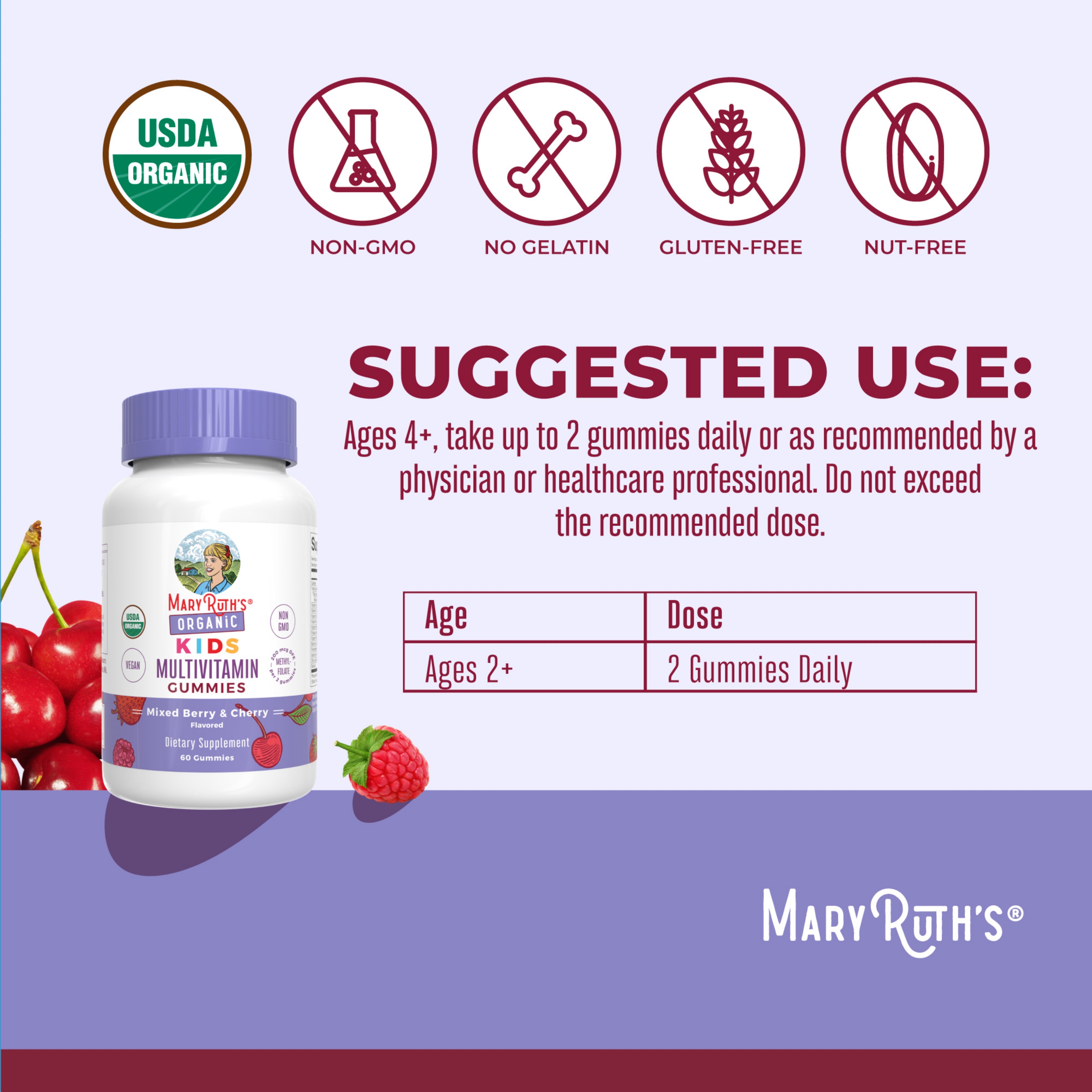 Mary Ruth's Kids Multivitamin Gummies- Mixed Berry & Cherry Flavor (EXP ...