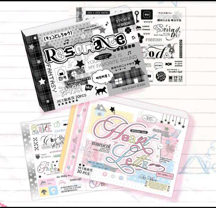 Korean Ins Style M5 Folding Text Sticker Book Black and White & Color ...