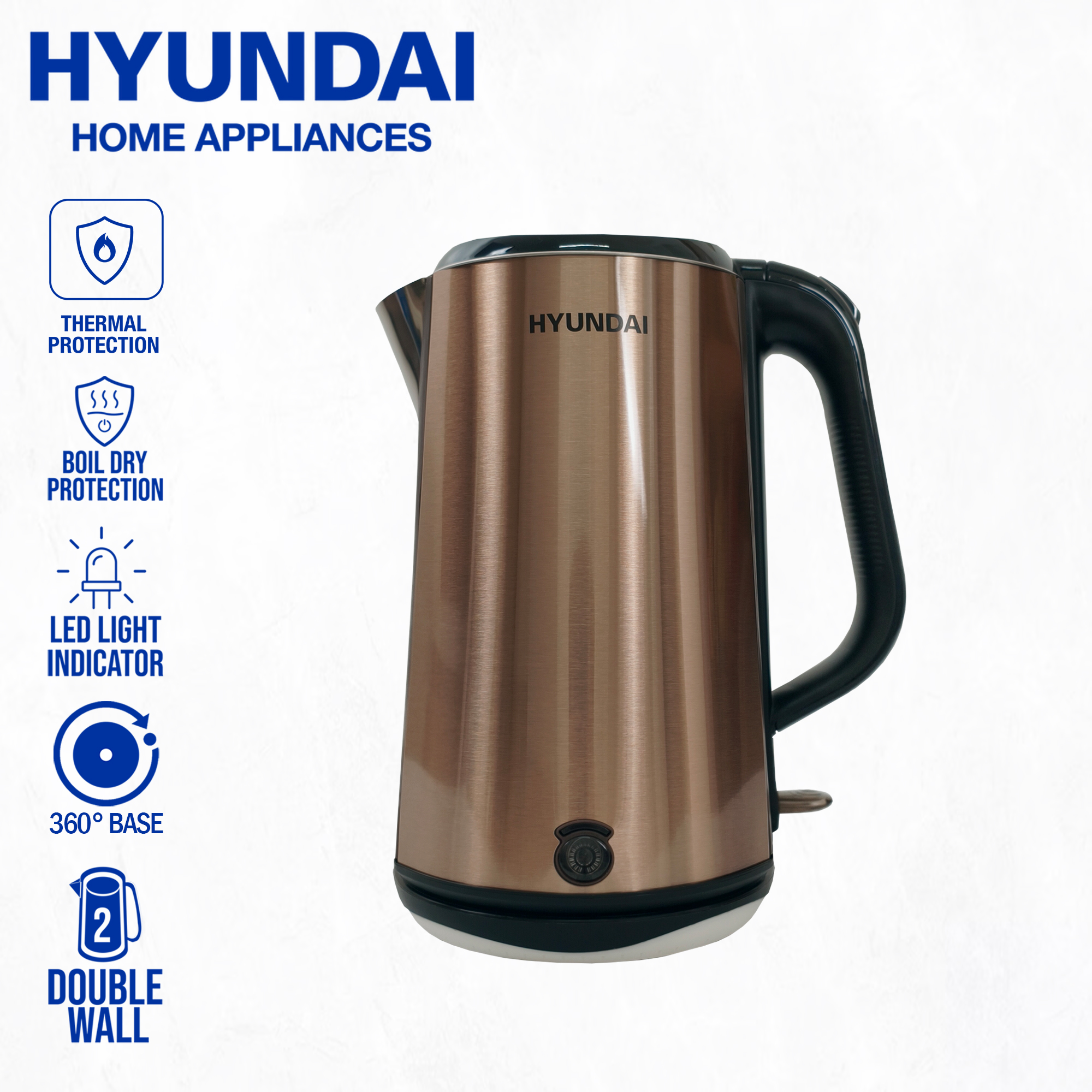 Hyundai by Winland 1.8L Electric Kettle Stainless Steel Inside Pot ...