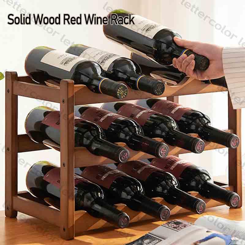 【COD】Wooden Wine Rack 3/6/10 Bottle Holder Folding Drink Bottle Bar ...