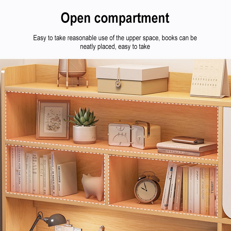 PUPU Study Table With Bookshelf Computer Desktop Home Office Table With ...