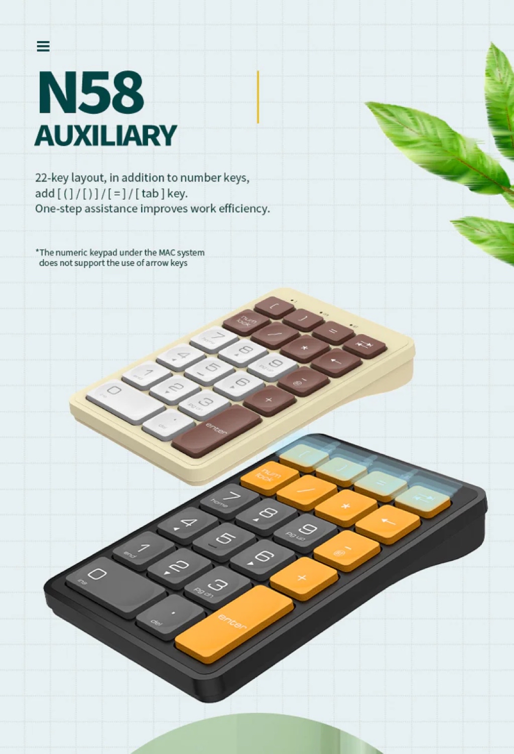 darkFlash N58 Bluetooth Digital Numeric Keypad Number 22 Keys Numpad ...