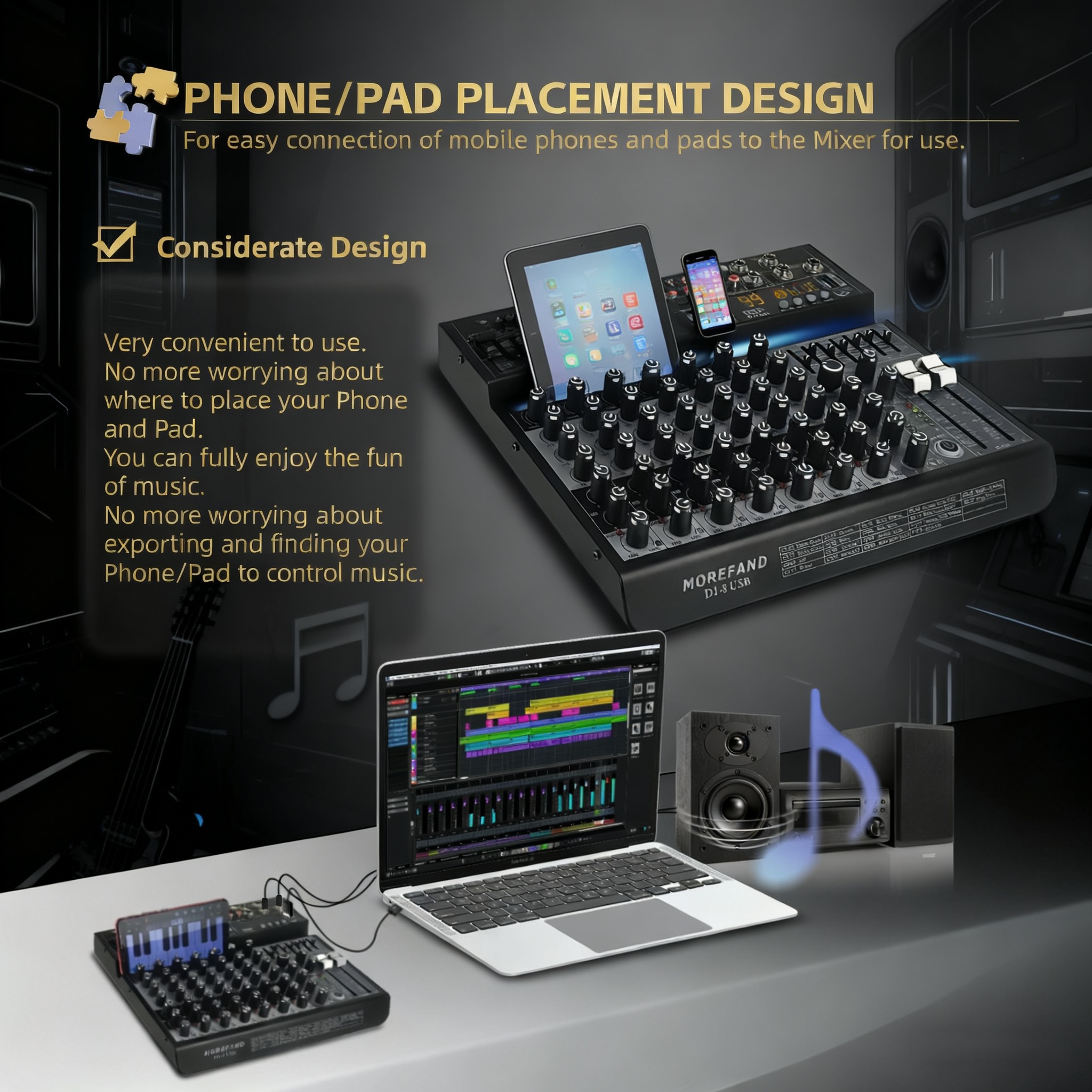audio mixer DJ-4/6/8 channel 99DSP audio mixer with equalizer built-in ...
