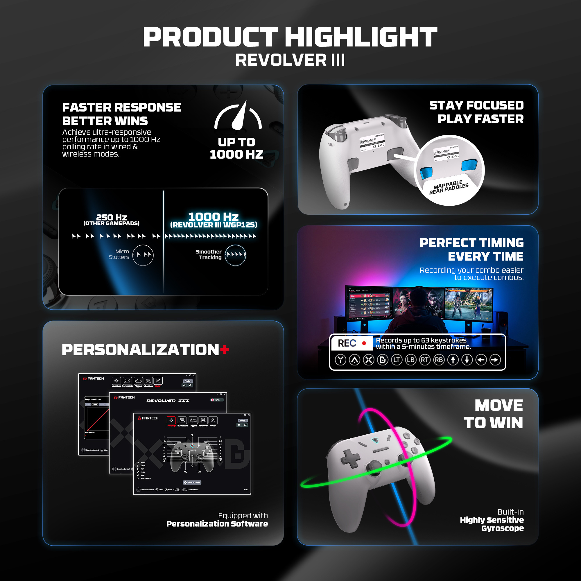 Fantech Revolver III WGP12S Wireless Gamepad 1000Hz Controller with ...