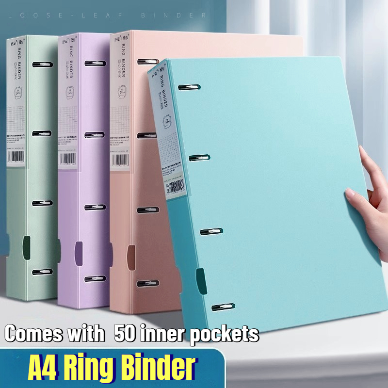 A4 Ring Binder Arch File Paper Organizers Metal Ring 50 Inner Pockets ...