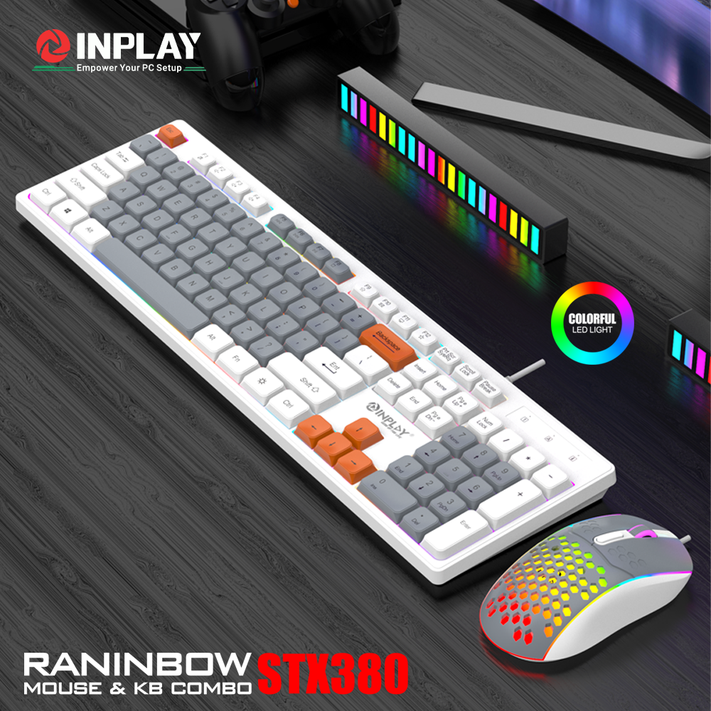 Inplay STX380 RGB Keyboard and Mouse Set With Rainbow RGB Light Combo ...