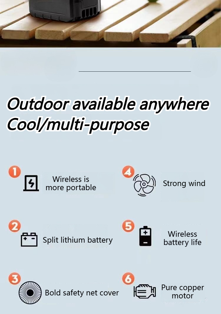 Lithium Battery Electric Fan 8 inch High Power Rechargeable Desk Fan ...