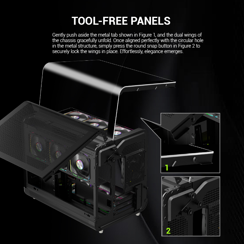 Esgaming Aircraft 007 PC Case Build-in 3 ARGB Fans Panoramic Curved ...