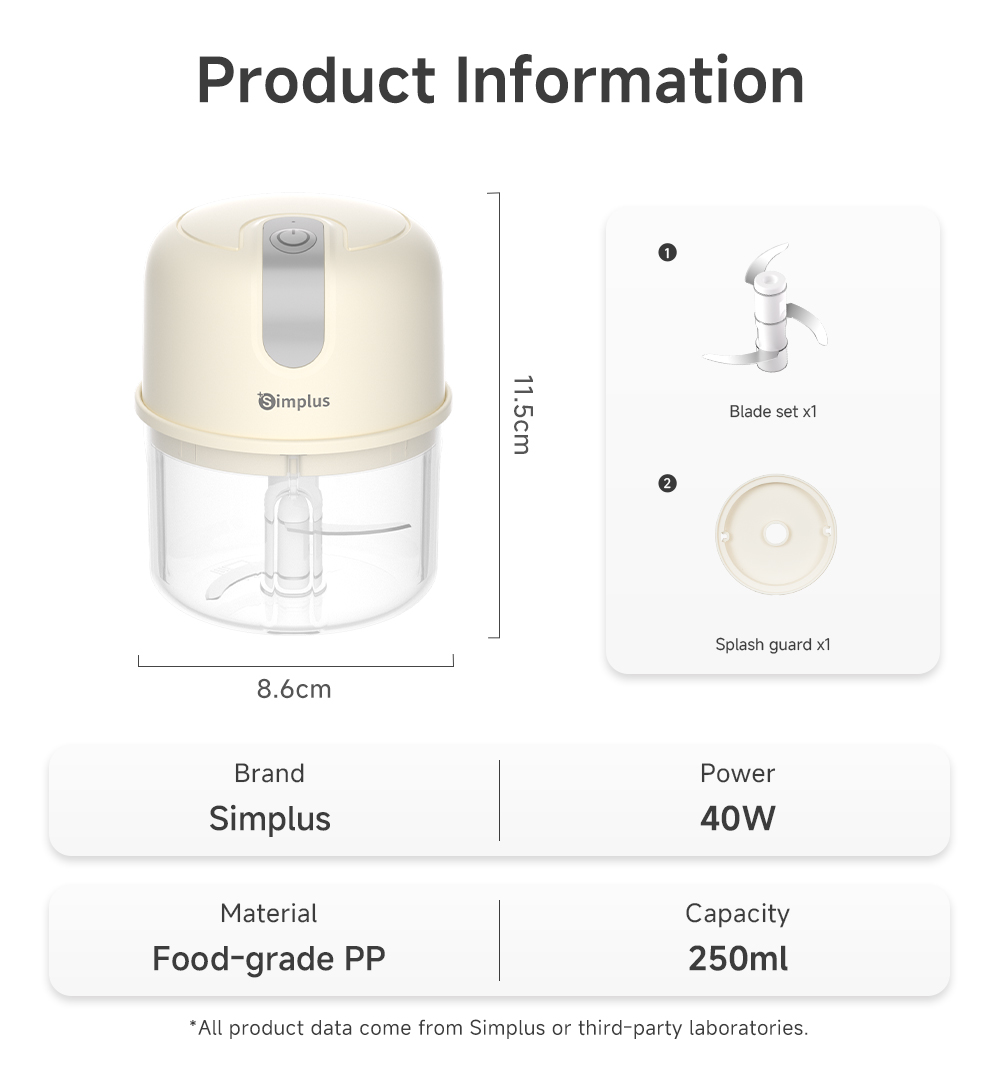 Simplus Portable Meat Grinder-Electric Food Processor for Baby Food ...