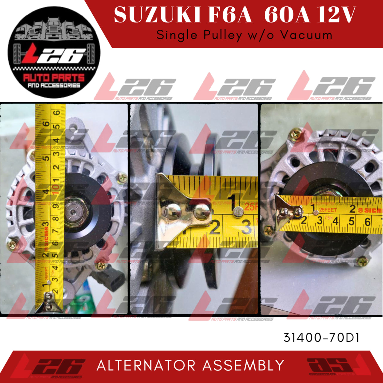 Suzuki F6A/F5A Alternator Assembly 60A 12v 31400-70D1 Single Pulley ...