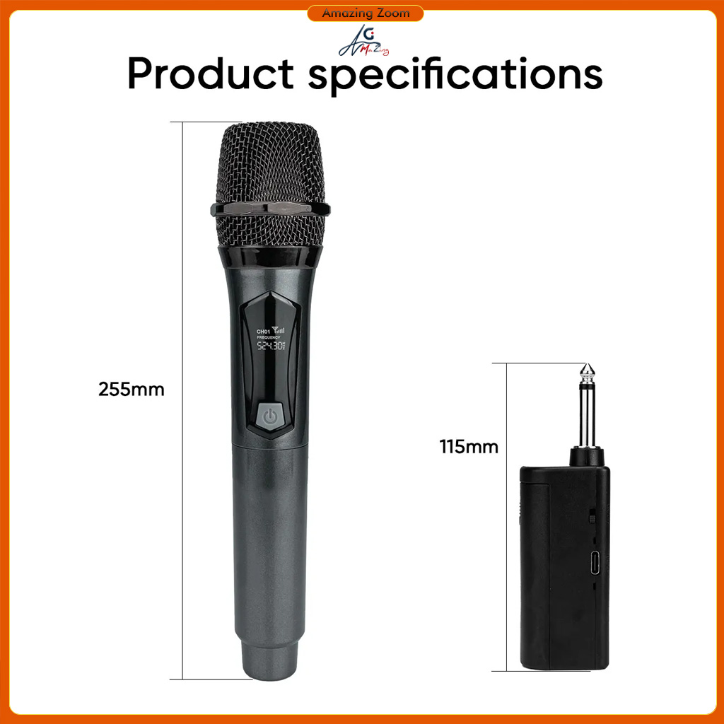 Wireless Condenser Microphone 2 Channels UHF Professional Handheld Mic ...