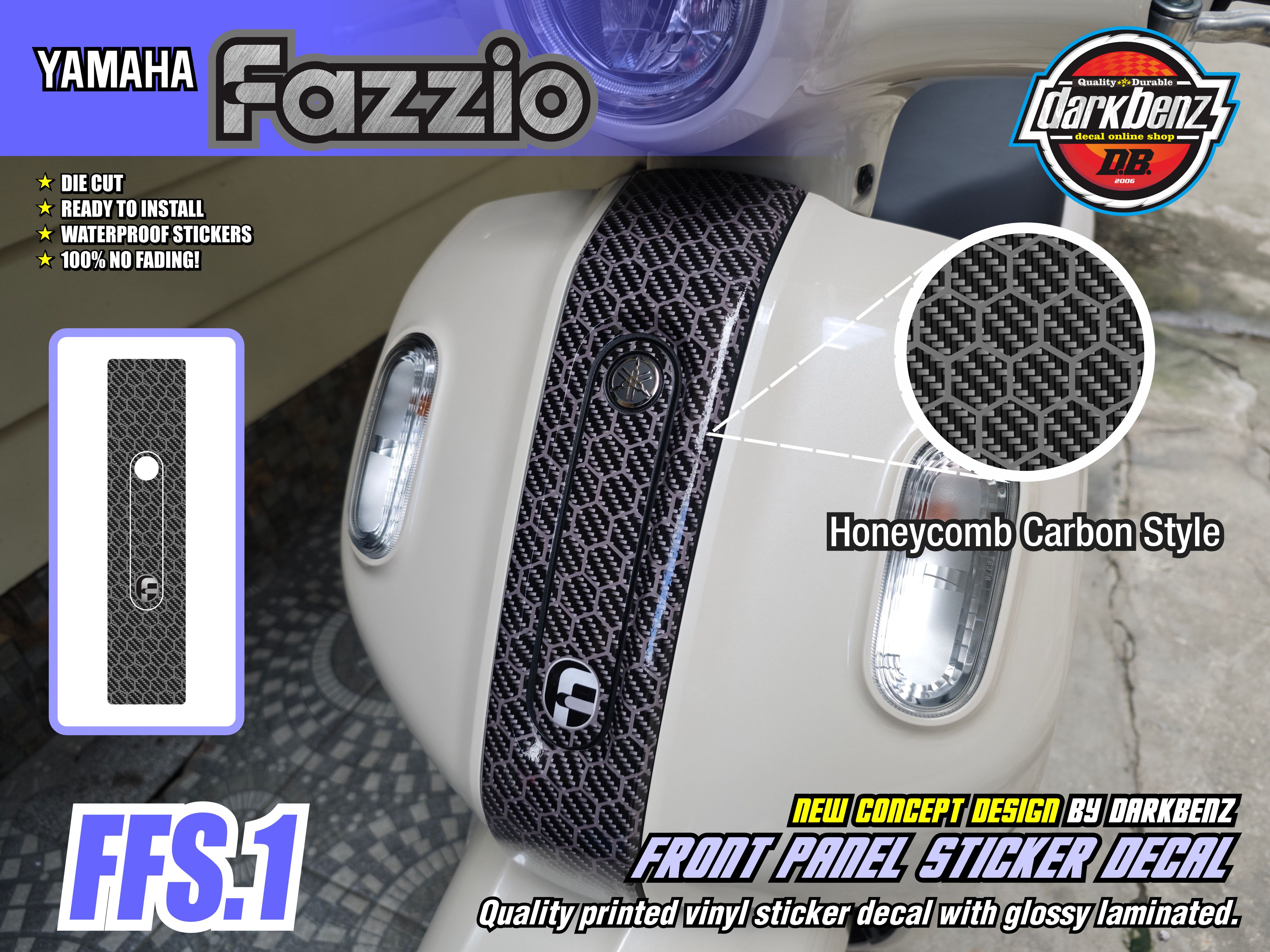 Yamaha Mio Fazzio New Front Panel Concept Quality Printed Sticker ...