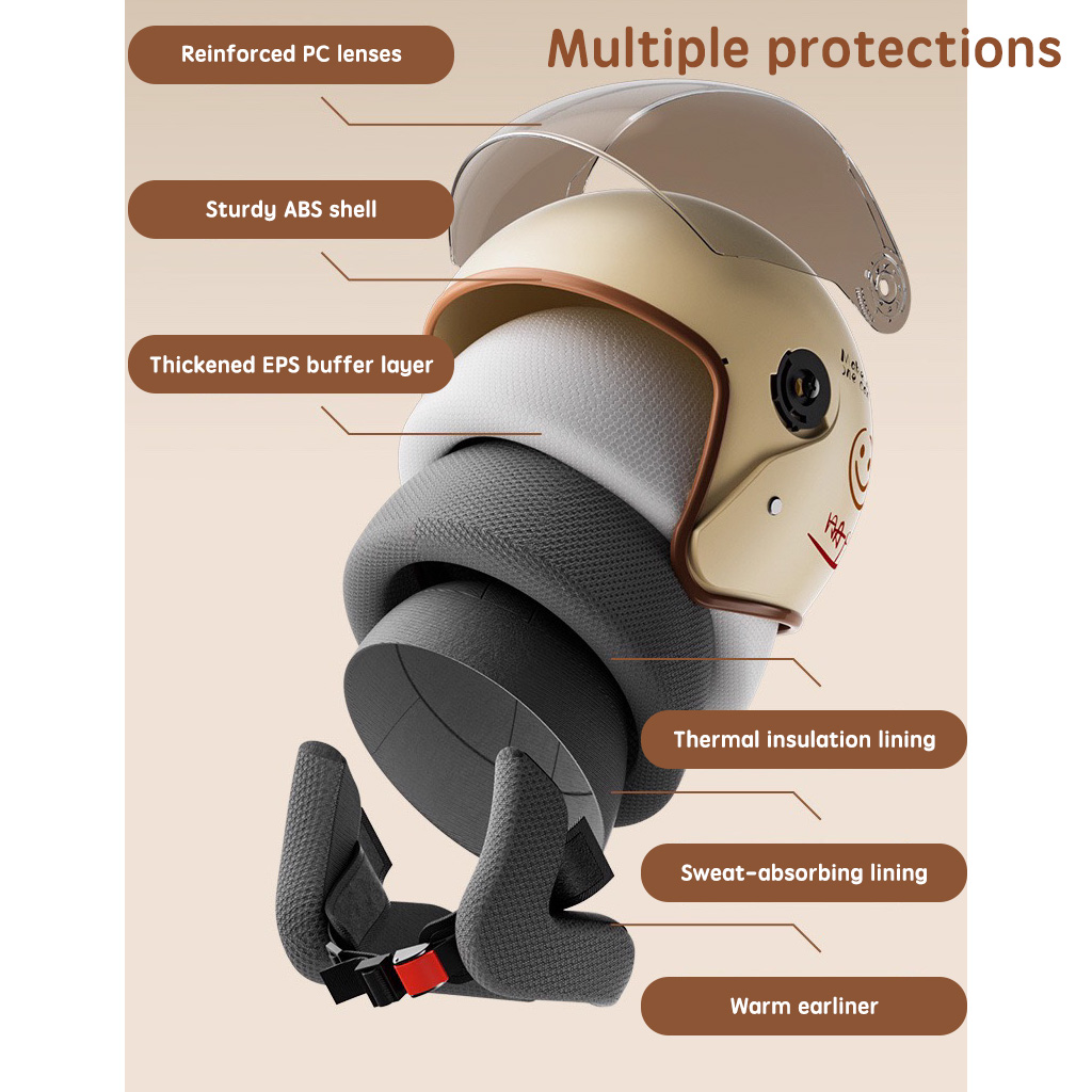 Buy 1 Take 1 Motorcycle Couple Half Face Helmet For Women Men Classic ...