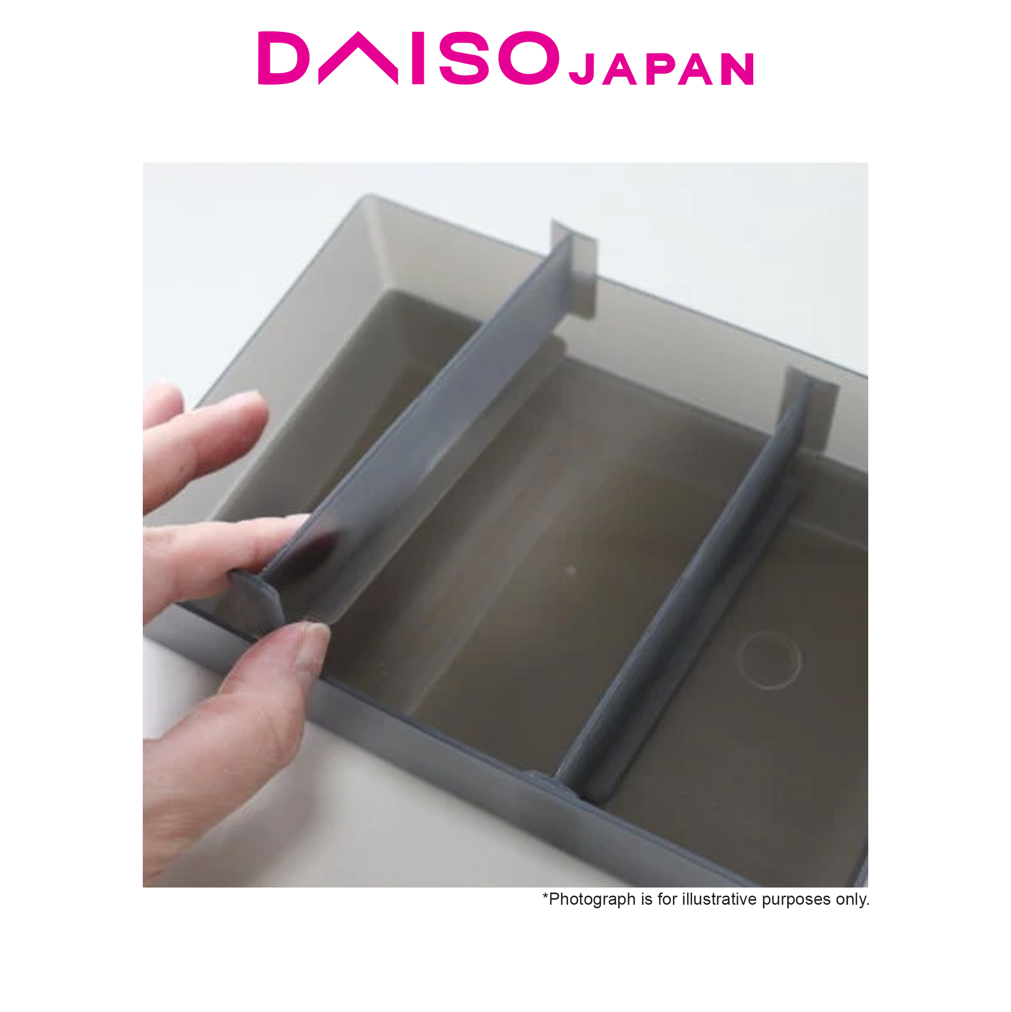 Daiso Clear Black Organizer Tray with Two Partitions (13.4cm x 20cm x ...