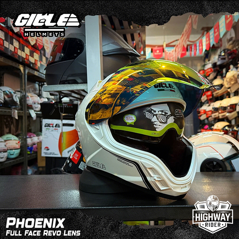 【𝑶𝑭𝑭𝑰𝑪𝑰𝑨𝑳】 GILLE PHOENIX Open Face Dual Visor Revo Helmet Full Face ...