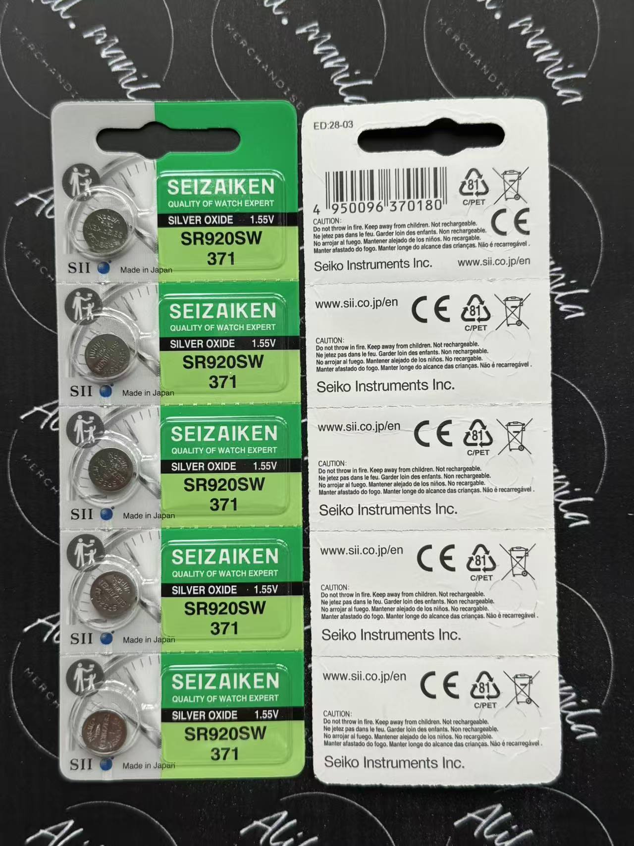 SR626SW (377) SR621SW (364) SR920SW (371) SEIZAIKEN Seiko Silver Oxide ...