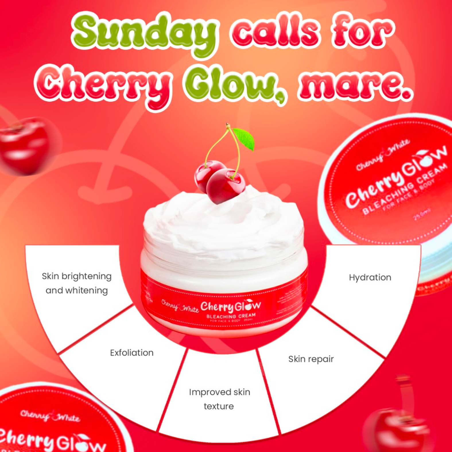 Cherry White Cherry Glow Cream 250g Whitening & Bleaching Cream for ...