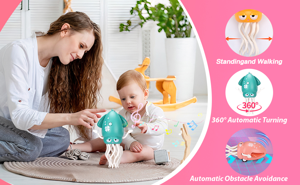 Dancing Octopus Electric Toy with LED Lights Music Obstacle Sensor ...