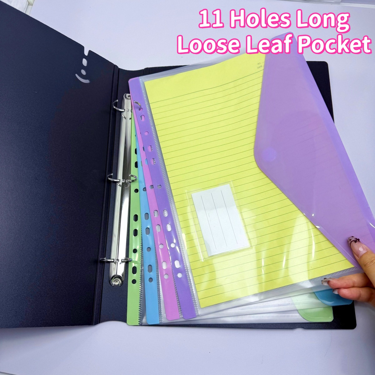 11 Hole A4/Long Loose Leaf File Bag Transparent Envelope Pocket File ...