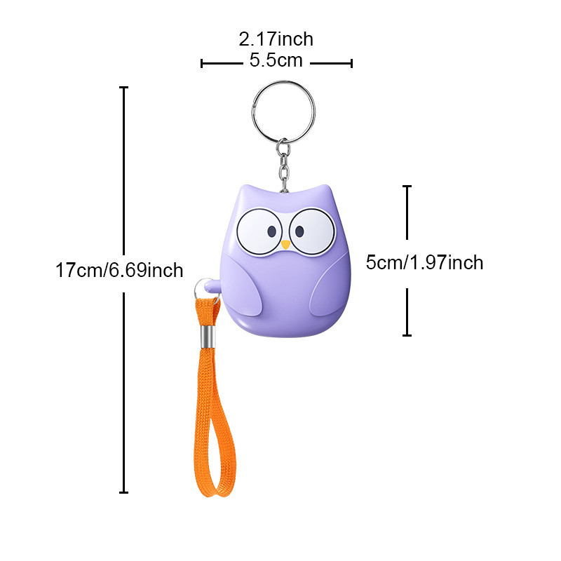 Owl-Shaped Personal Alarm Keychain 130dB Loud Siren with LED Light Self ...