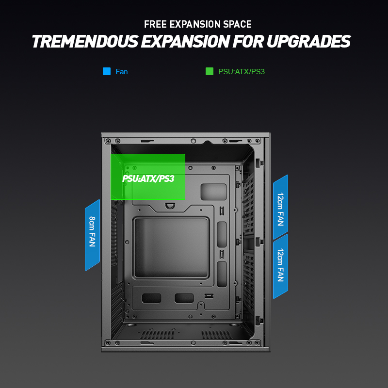 Esgaming CA01G Gaming Pc Case with Tempered Glass Panel Micro Atx Mini ...