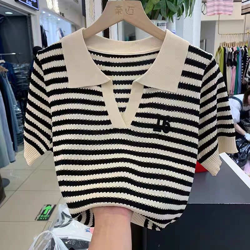 Jolly Chic Embroidery Eyelet Collar Neck Knitted Top M1545 | Shopee ...
