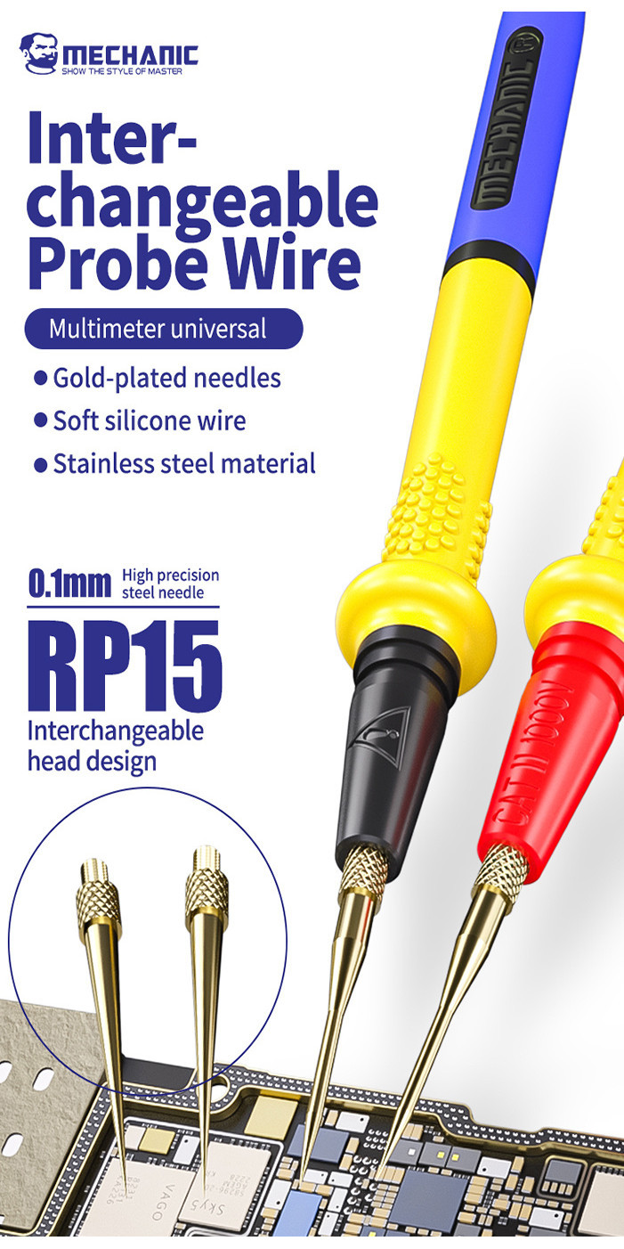 MECHANIC RP15 Stainless Steel Multimeter Pen 1000V 20A Ultra Fine Point ...