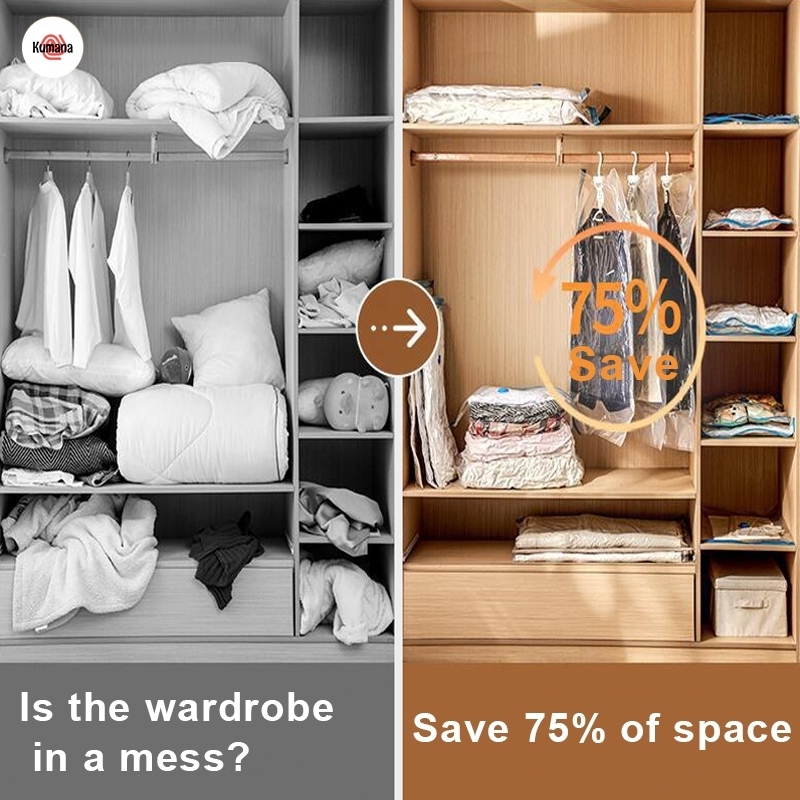 5pc Vacuum Storage Bag with Pump Household Travel Compression Bags Set ...